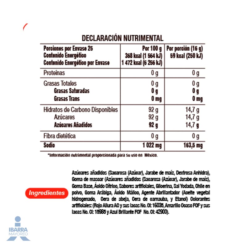 dulce pachi bola fuego 25 pzas | Ibarra Mayoreo