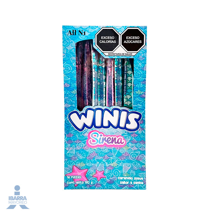 dulce winis tubito maxi sirena 16 pzas | Ibarra Mayoreo