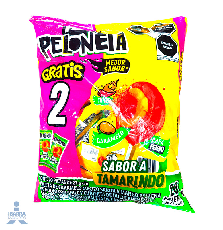 paleta pelon peloneta tamarindo 18 pzas gratis 2 pzas | Ibarra Mayoreo