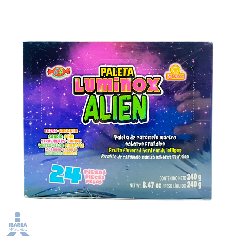paleta las delicias luminox alien 24 pzas | Ibarra Mayoreo