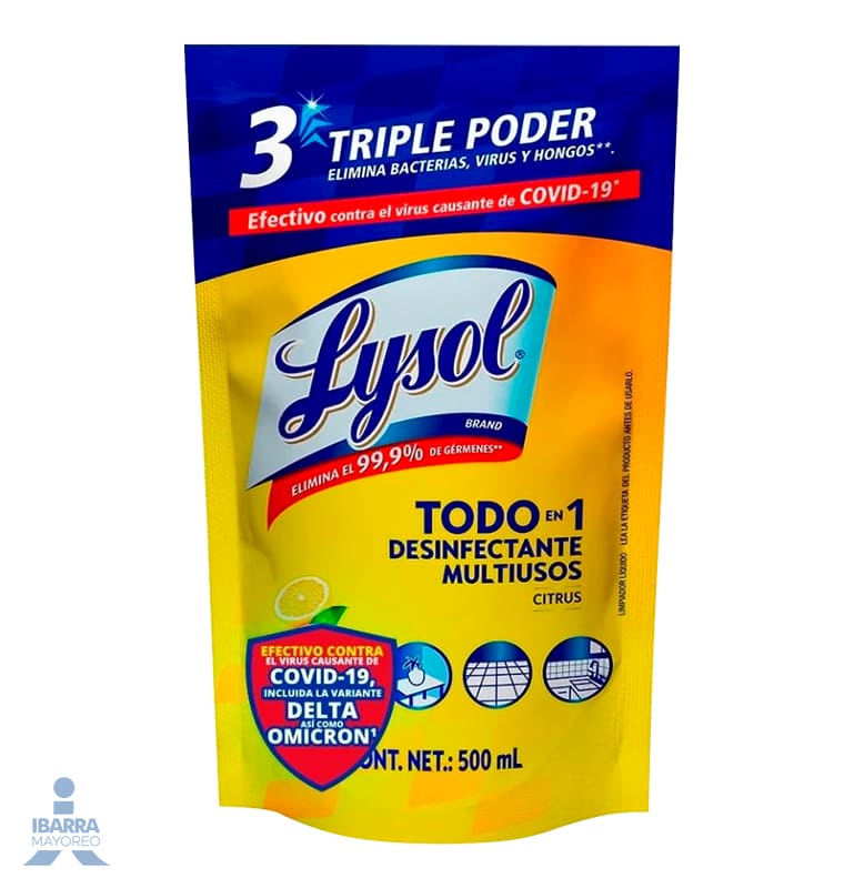 desinfectante lysol citrus doy pack 500 ml | Ibarra Mayoreo