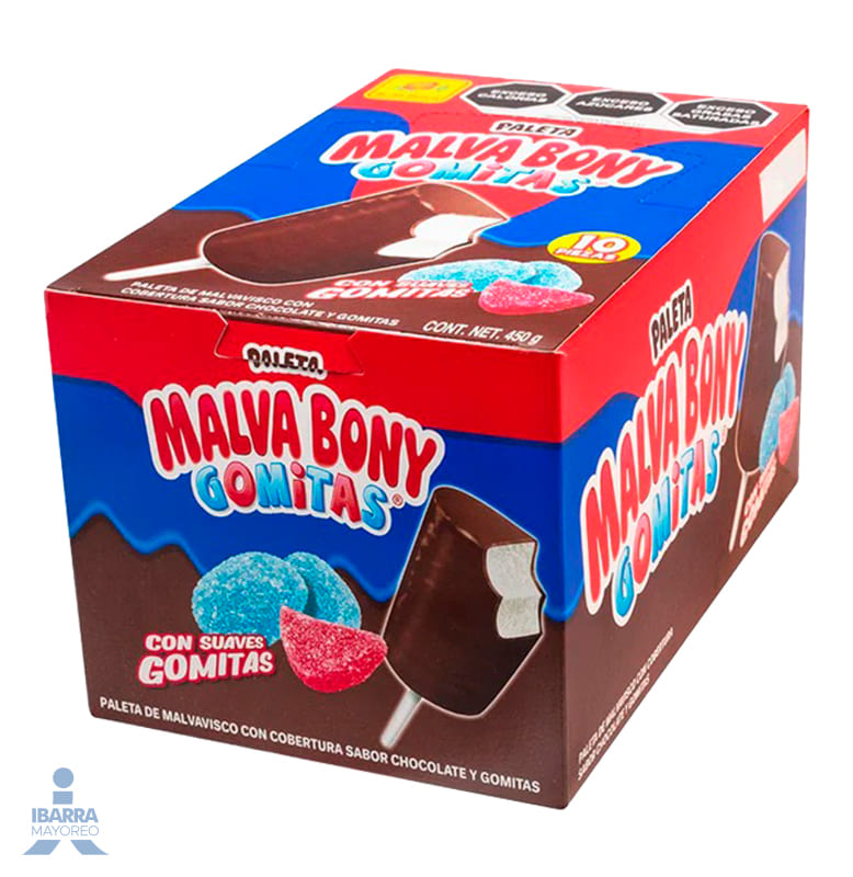 paleta de la rosa malva bony con gomitas 10 pzas | Ibarra Mayoreo