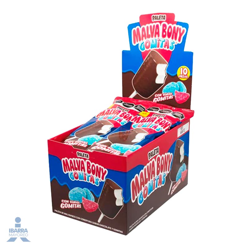 paleta de la rosa malva bony con gomitas 10 pzas | Ibarra Mayoreo