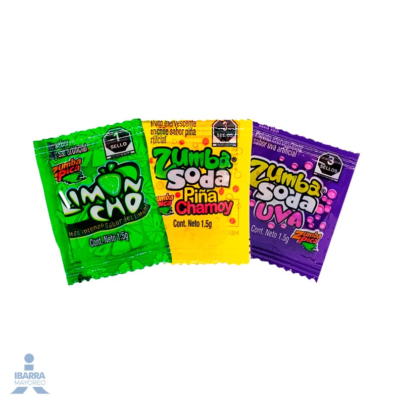 dulce zumba pica limoncho/zumba soda uva/pina chamoy 48 pzas | Ibarra ...