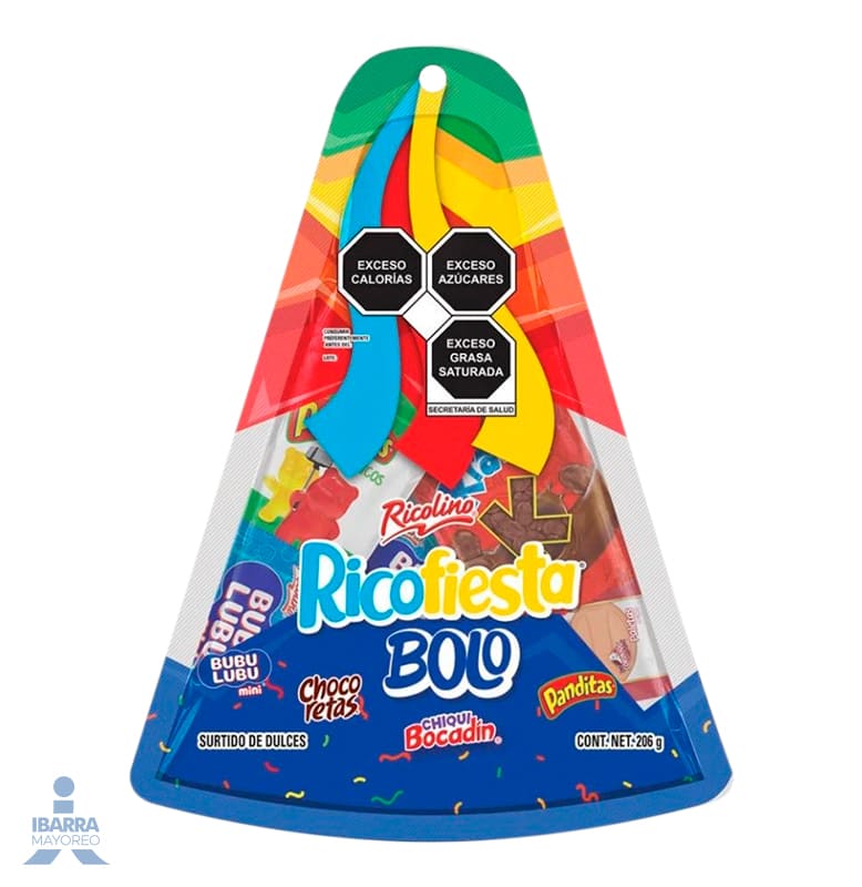 dulce ricolino rico fiesta bolo 206 g | Ibarra Mayoreo