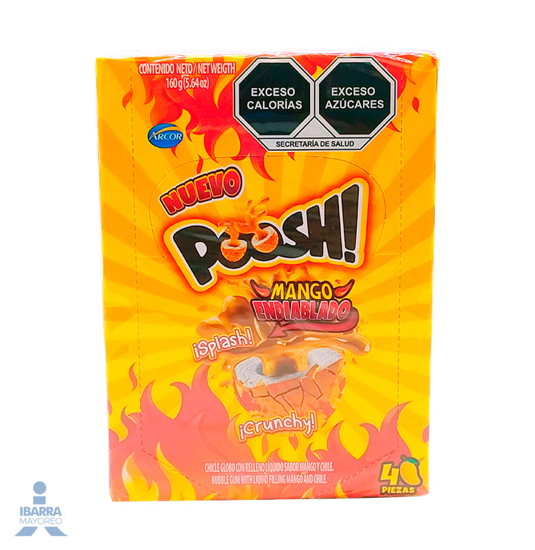 goma de mascar arcor poosh mango endiablado 40 pzas | Ibarra Mayoreo
