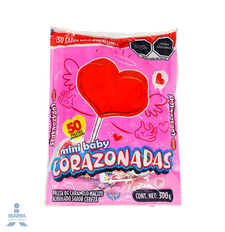 paleta alteno mini baby corazonadas 50 pzas | Ibarra Mayoreo