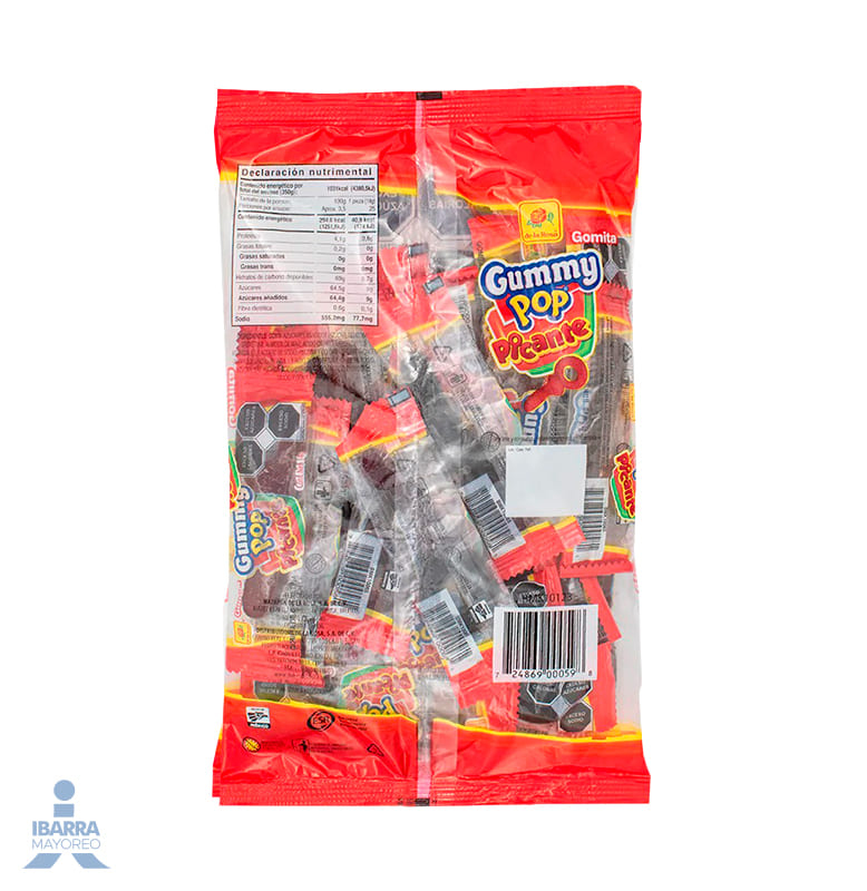 goma de la rosa gummy pop picante 25 pzas | Ibarra Mayoreo