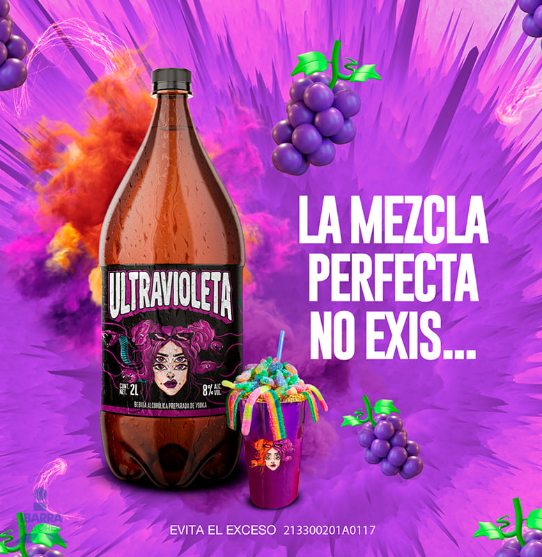 bebida medusa ultravioleta con vodka sabor uva 2 l | Ibarra Mayoreo
