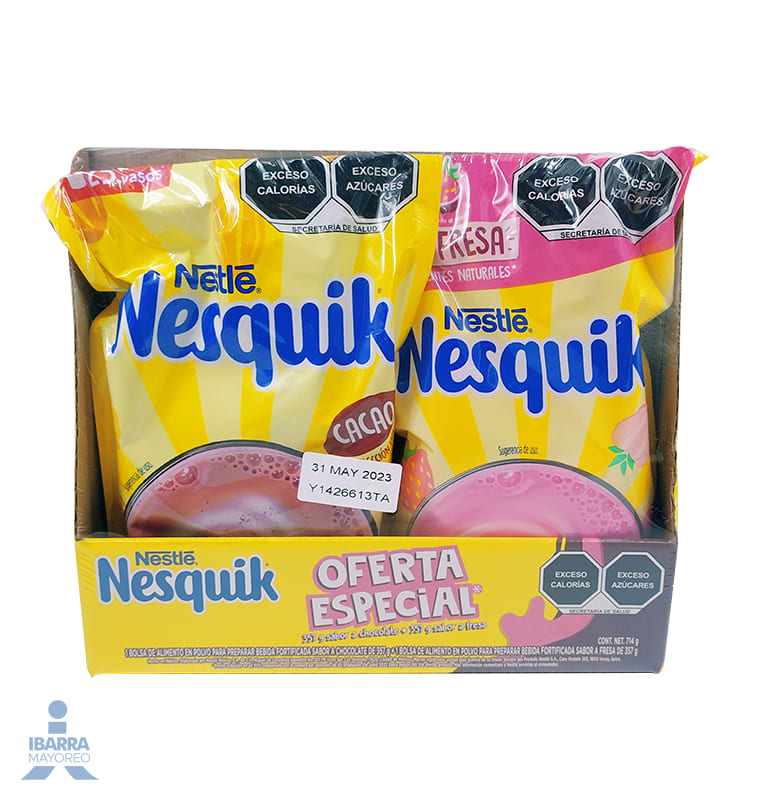 nesquik cacao doy pack 357 g gratis nesquik fresa 357 g | Ibarra Mayoreo