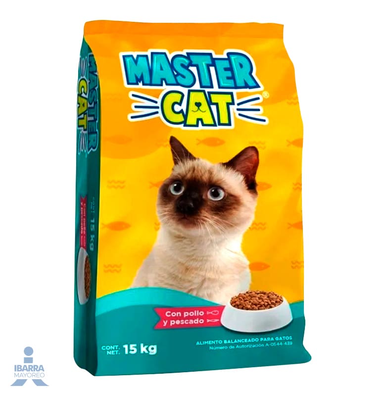 alimento master cat pollo y pescado 15 kg | Ibarra Mayoreo