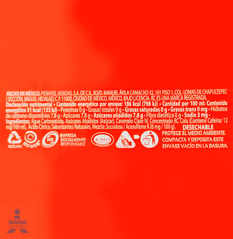 resfresco rc cola pet 600 ml | Ibarra Mayoreo