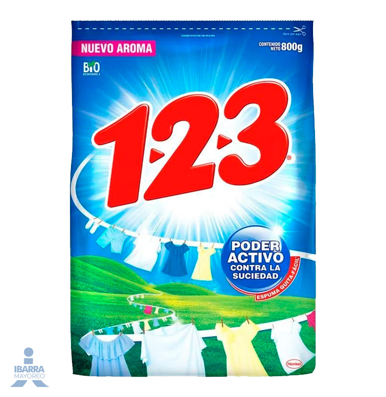 detergente 123 fresca blancura 800 g | Ibarra Mayoreo