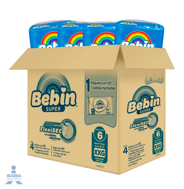 panal bebin super xxg 4/40 + toallitas | Ibarra Mayoreo