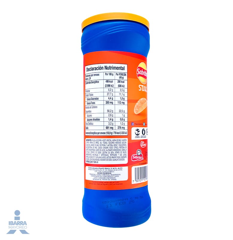 sabritas stax cheddar 155 9 g | Ibarra Mayoreo