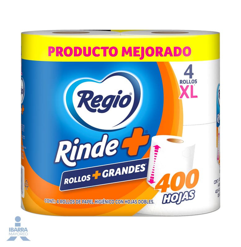 papel higienico regio rinde mas 400 hojas 4 rollos | Ibarra Mayoreo
