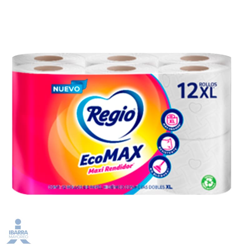 papel higienico regio ecomax 220 hojas 12 rollos | Ibarra Mayoreo