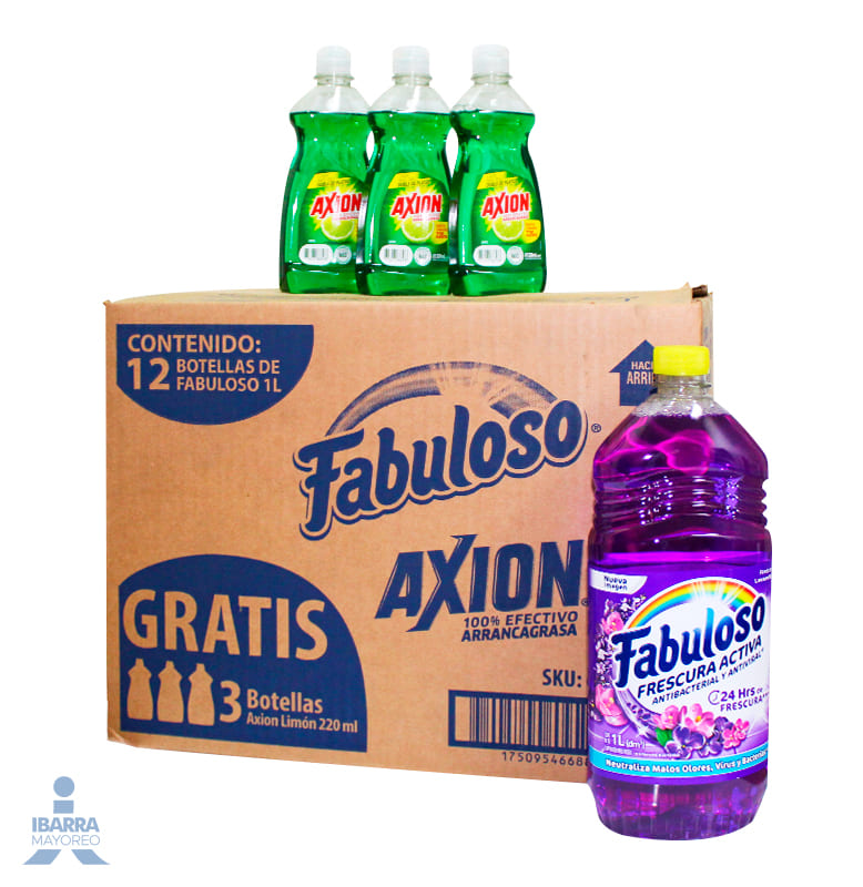 limpiador fabuloso lavanda 12/1 l + 3 axion 220 ml | Ibarra Mayoreo limpiador fabuloso lavanda 12/1 l + 3 axion 220 ml | Ibarra Mayoreo