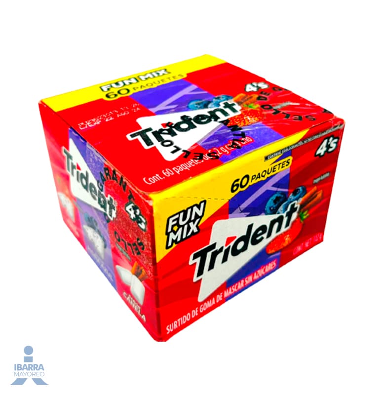 chicle trident fun mix 60/4 pzas | Ibarra Mayoreo
