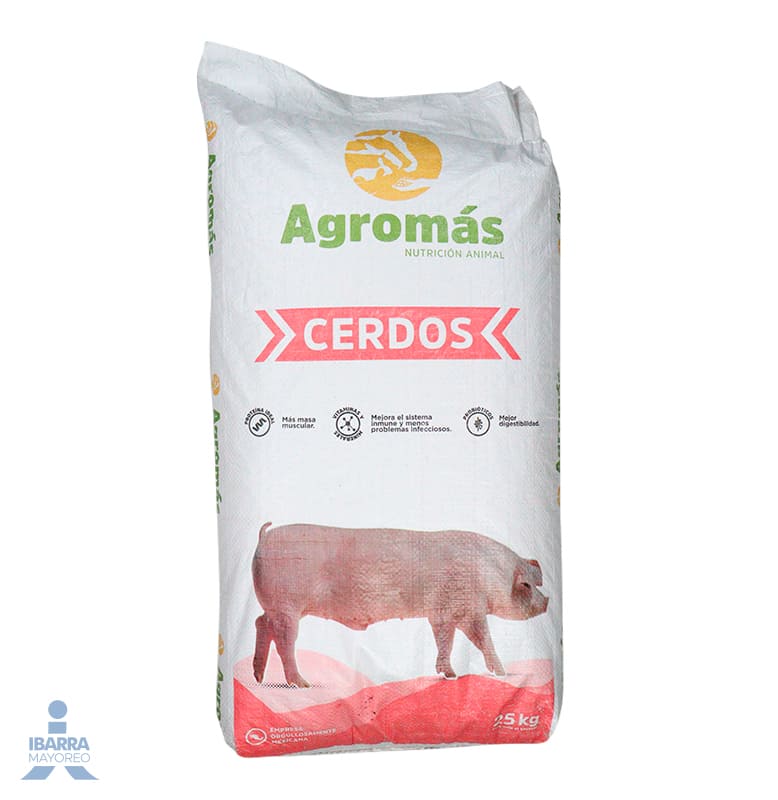 alimento agromas cerdo engorda pellet 14% 25 kg | Ibarra Mayoreo