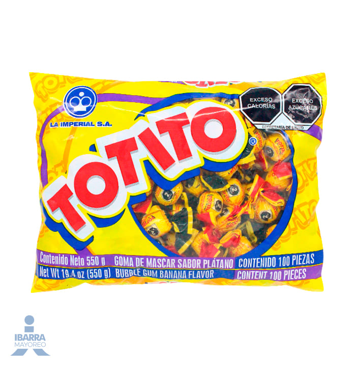 goma de mascar totito sabor platano 100 pz | Ibarra Mayoreo