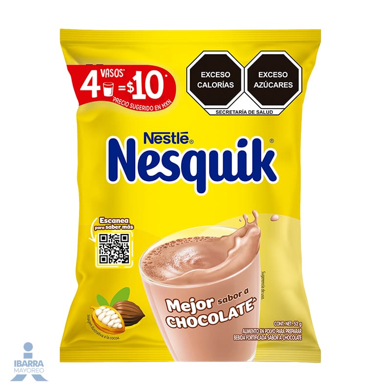 nesquik chocolate bolsa 52 g | Ibarra Mayoreo