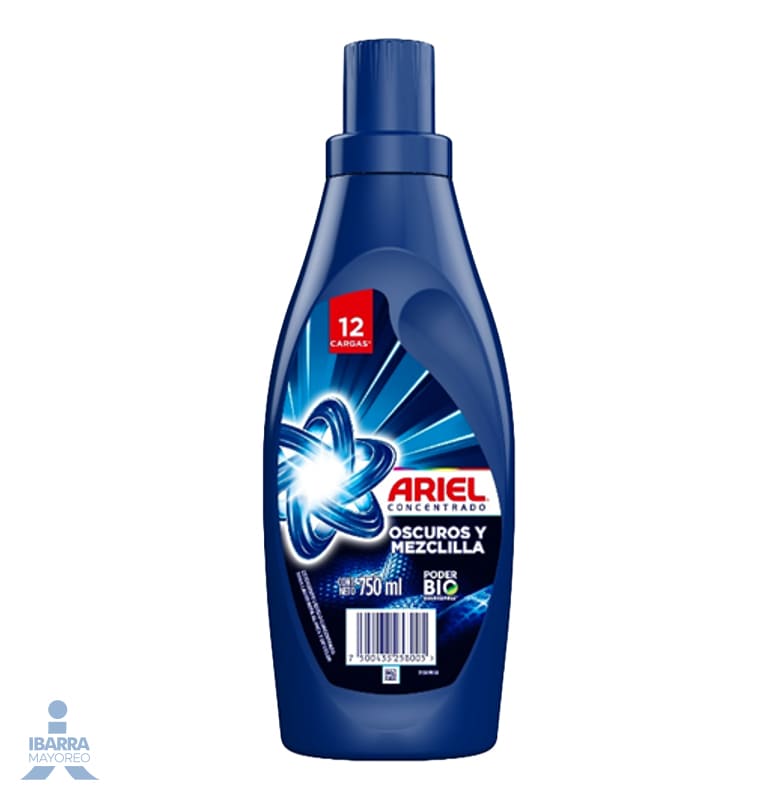 detergente ariel liquido oscuros y mezclilla 750 ml | Ibarra Mayoreo