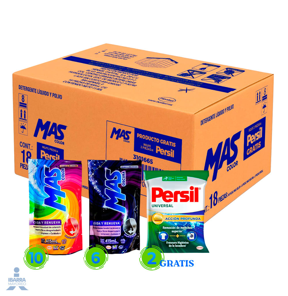 detergente mas color liquido 10/415+6 mas oscura +2 persil | Ibarra Mayoreo