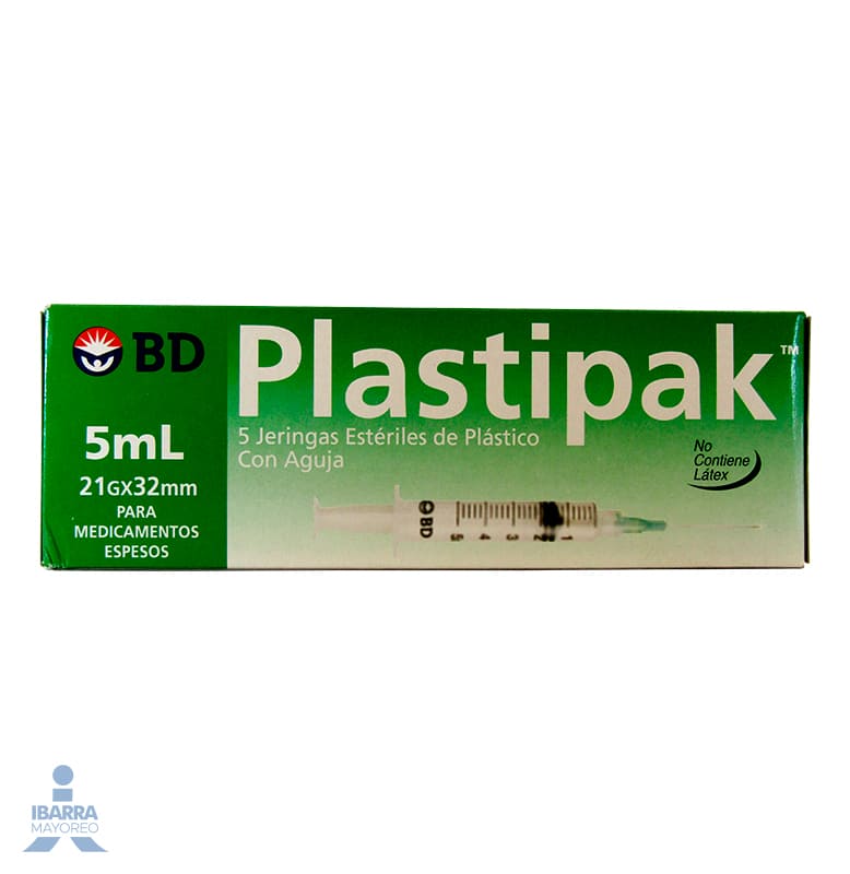 jeringa plastipack verde 5 ml 21x32 5 pzas | Ibarra Mayoreo