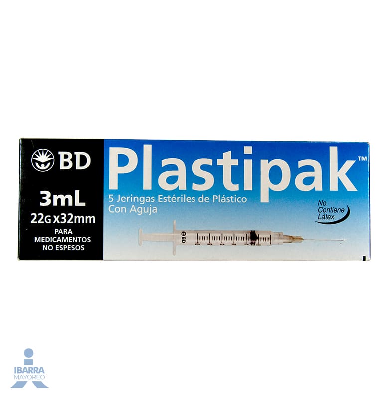 jeringa negra 3 ml 22x32 5 pzas | Ibarra Mayoreo